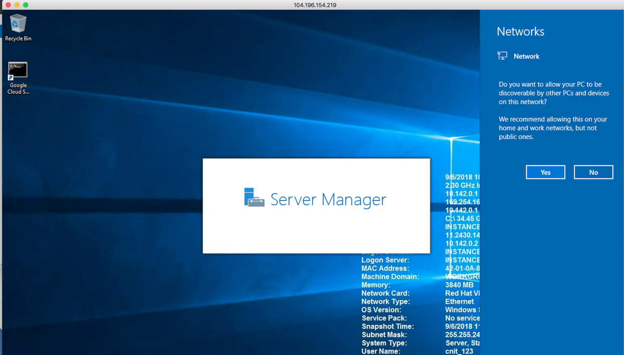 H 221: Google Cloud Windows Server (10 pts)