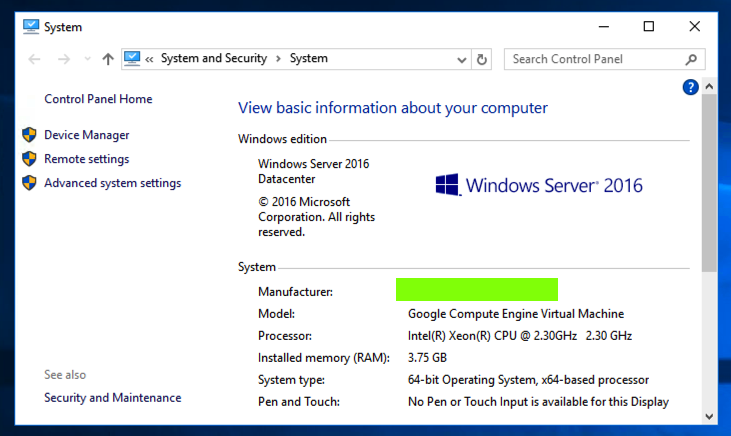 H 221: Google Cloud Windows Server (10 pts)